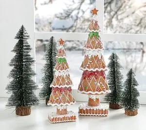 GLITZHOME Resin Christmas Trees Table Decor Set Of 2 - One-color