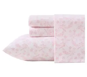 Laura Ashley Antoinette Pink Cotton Percale Ful L Sheet Set - One-color