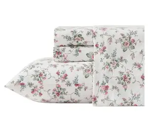 Laura Ashley Le Fleur Pink Cotton Flannel King Heet Set - One-color