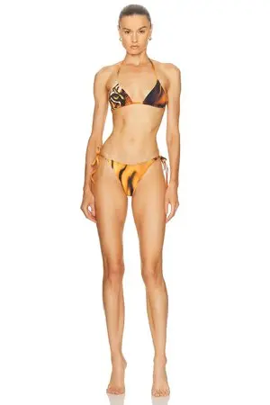 SKIMS X Cavalli Dipped Tie Bikini Bottom - Tiger Face Print