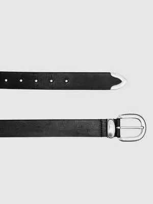 REISS Leather Western Belt - Black