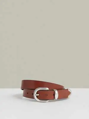 REISS Leather Western Belt - Tan Brown
