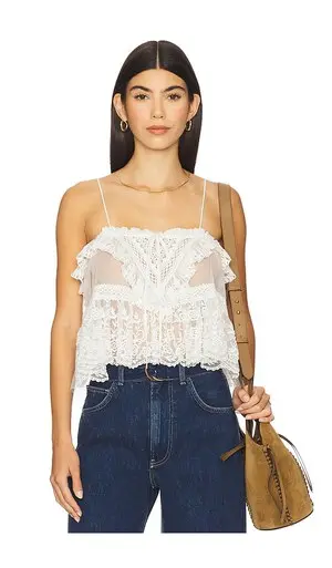 Embroidered Mesh Top