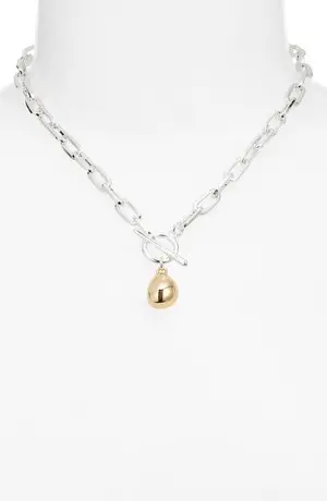 Nordstrom T-bar Pebble Pendant Necklace - Silverold