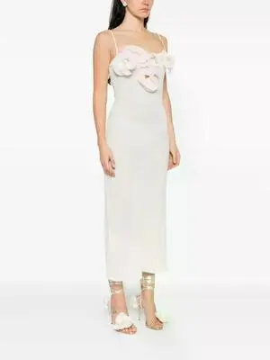 Magda Butrym Floral-appliqué Midi Dress - Neutrals