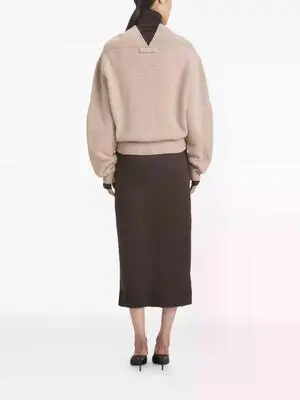 Victoria Beckham V-neck Yoke Detail Sweater - Neutrals