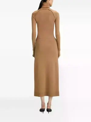 Victoria Beckham Button Detail Midi Skirt - Brown