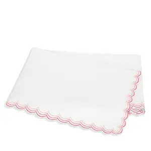 MATOUK Stella Scalloped Embroidered Flat Sheet, King Pink
