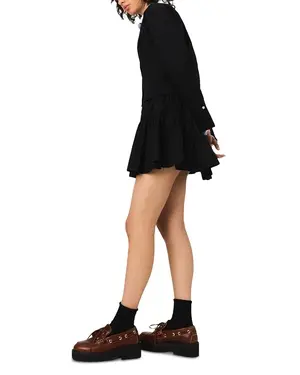 Maje Mini Elasticated Waist Skirt - Navy