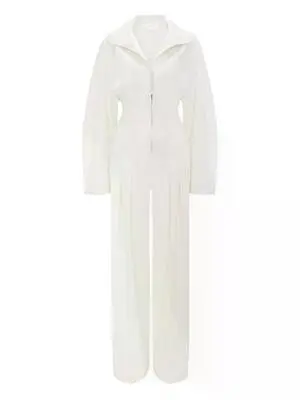 Victoria Beckham Pleated Tab-detail Jumpsuit - Neutrals
