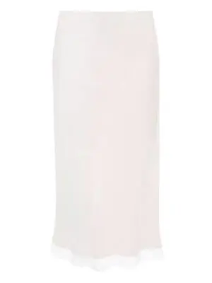 Victoria Beckham Lace Trim Slip Midi Skirt - White