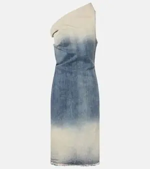 Rick Owens Athena One-shoulder Denim Midi Dress - Blue