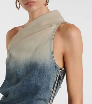 Rick Owens Athena One-shoulder Denim Midi Dress