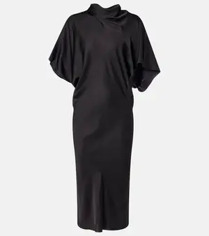 Rick Owens Seb Draped Charmeuse Midi Dress
