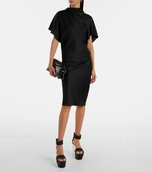 Rick Owens Seb Draped Charmeuse Midi Dress - Black