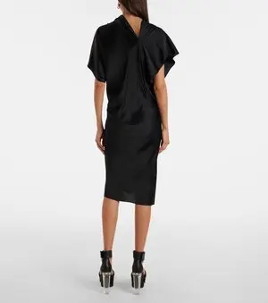 Rick Owens Seb Draped Charmeuse Midi Dress - Black