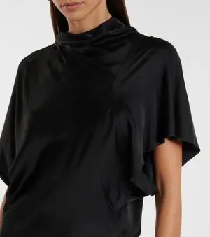 Rick Owens Seb Draped Charmeuse Midi Dress - Black