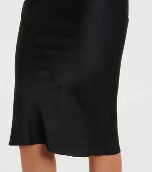 Rick Owens Seb Draped Charmeuse Midi Dress - Black