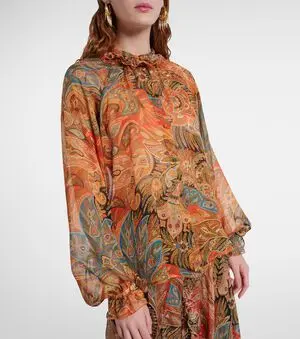 Etro Printed Ruffled Silk Blouse