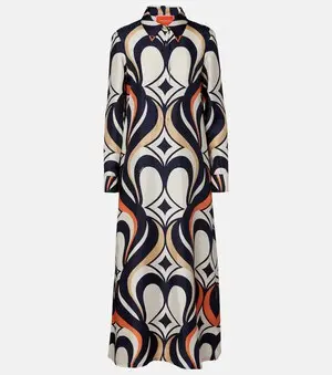La DoubleJ Chemise Swing Printed Silk Shirt Dress - Multicoloured