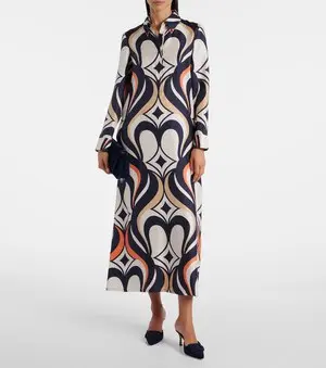 La DoubleJ Chemise Swing Printed Silk Shirt Dress - Multicoloured