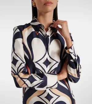 La DoubleJ Chemise Swing Printed Silk Shirt Dress - Multicoloured