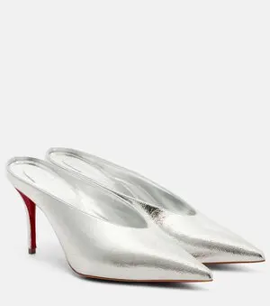 CHRISTIAN LOUBOUTIN Miss Z 80 Metallic Leather Mules