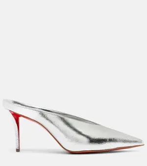 CHRISTIAN LOUBOUTIN Miss Z 80 Metallic Leather Mules