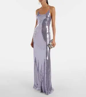 Alex Perry Sequined Open-back Gown