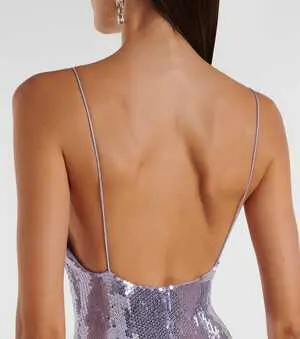 Alex Perry Sequined Open-back Gown