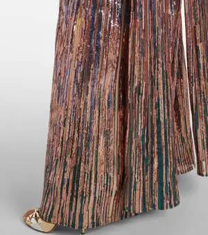 Elie Saab Sequined Strapless Gown With Scarf Detail