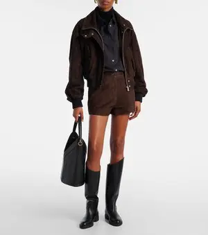 Nour Hammour Leontine Suede Shorts