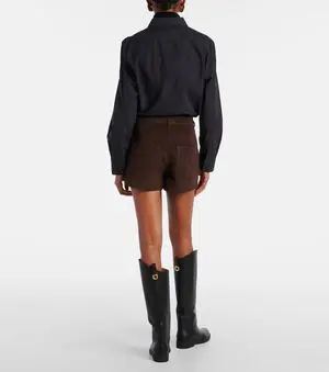 Nour Hammour Leontine Suede Shorts