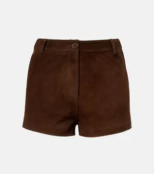 Nour Hammour Leontine Suede Shorts - Brown