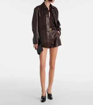 Nour Hammour Leontine Leather Shorts