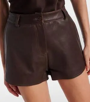 Nour Hammour Leontine Leather Shorts