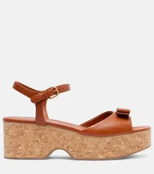 FERRAGAMO Selna Leather Wedge Sandals