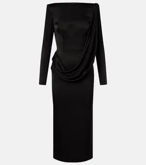 Alex Perry Asymmetric Draped Midi Dress - Black