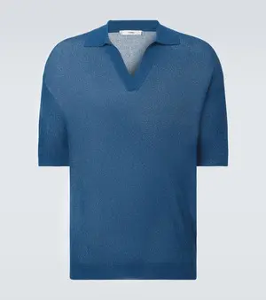 Commas Knitted Polo Shirt - Blue