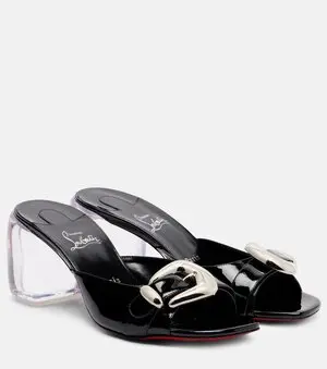 CHRISTIAN LOUBOUTIN Minny Bubble 70 Patent Leather Mules - Black