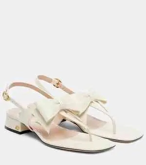 Valentino Garavani Bowow 25 Leather Thong Sandals - White