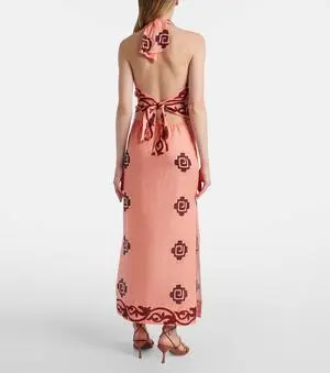 Johanna Ortiz Energetic Patterns Linen Maxi Dress - Pink
