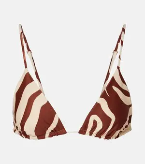 Johanna Ortiz Konibo Printed Bikini Top Brown