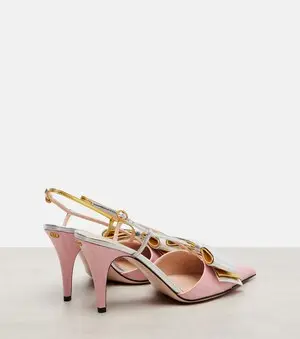 Valentino Garavani Bowow 85 Moiré And Leather Slingback Pumps - Pink
