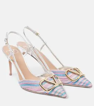 Valentino Garavani Vlogo Signature Leather Slingback Pumps - Multicoloured