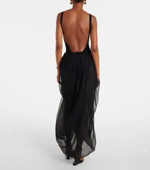 Magda Butrym Ruffled Silk Tulle Maxi Skirt