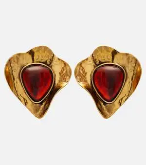 Saint Laurent Embellished Clip-on Earrings - Gold