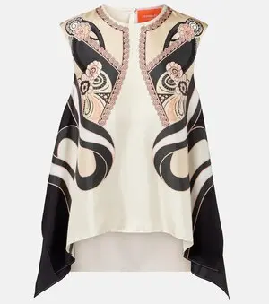 La DoubleJ San Carlo Printed Silk Twill Top - Multicoloured