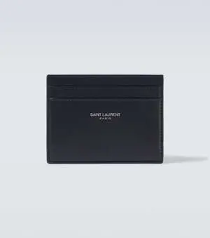 Saint Laurent Logo Leather Card Holder - Blue