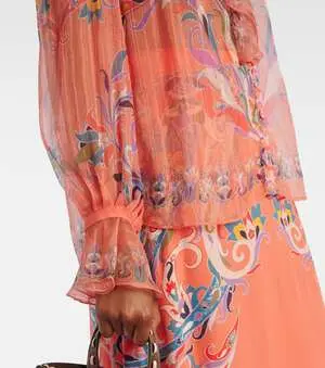 Etro Printed Ruffled Silk Blouse